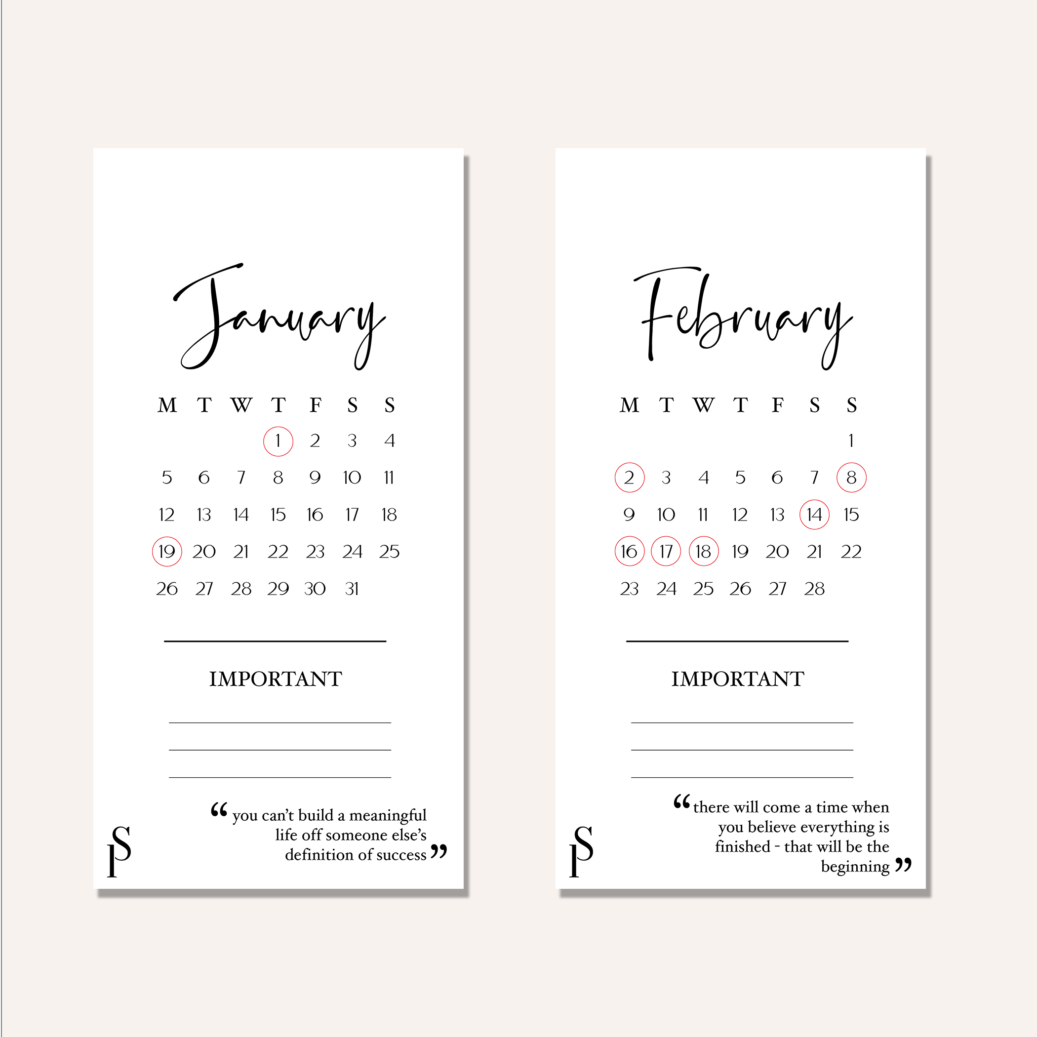 2026 Monthly Hang Tags – Skosh Paper Co